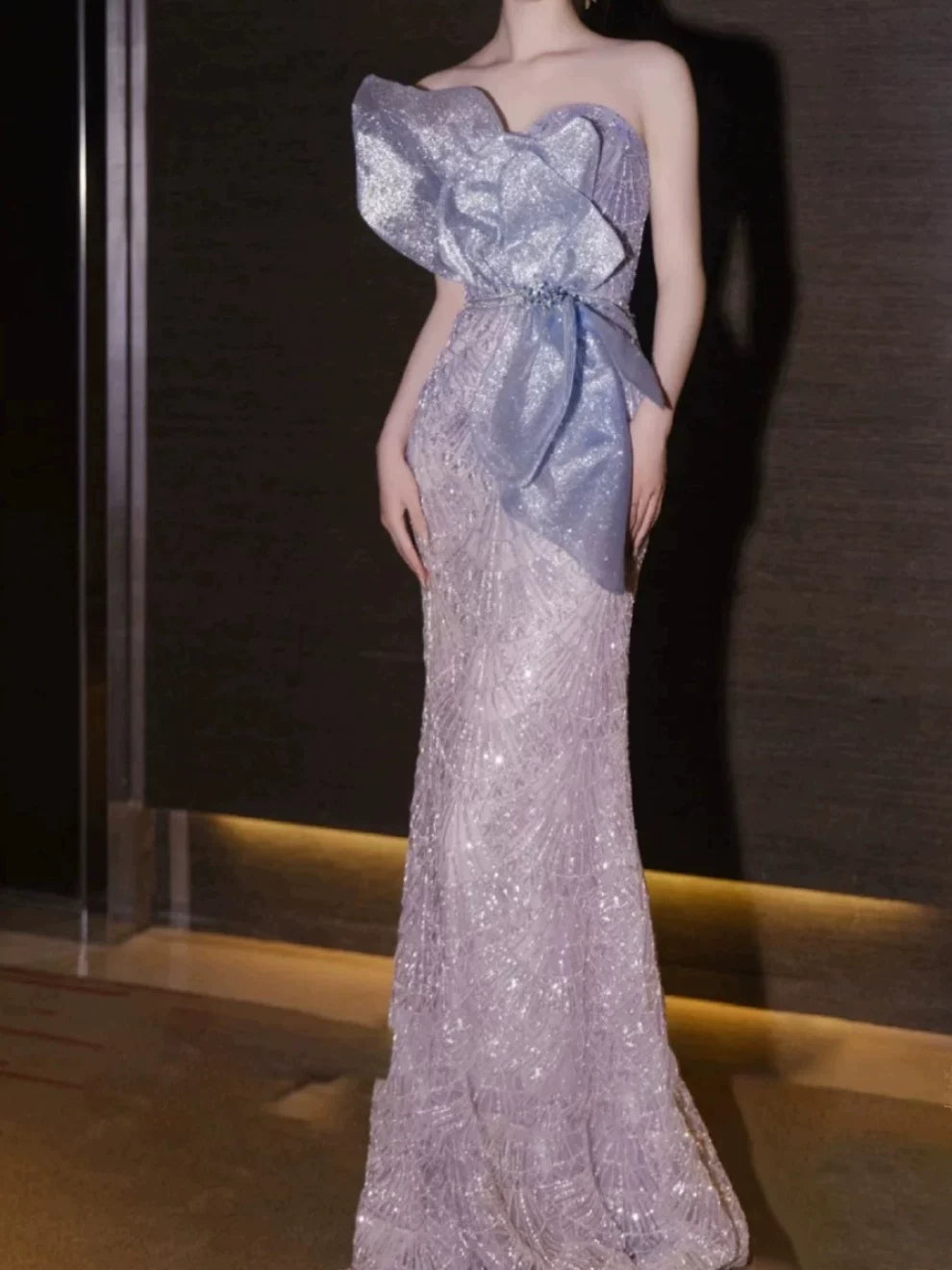 Modest Mermaid Strapless Sleeveless Sequins Prom Dresses Inspiration L ...