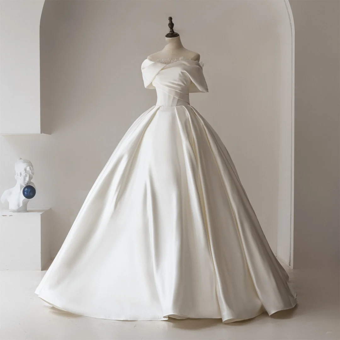 Modest Ball Gown Off The Shoulder Fitted White Lace Corset Wedding Dre ...