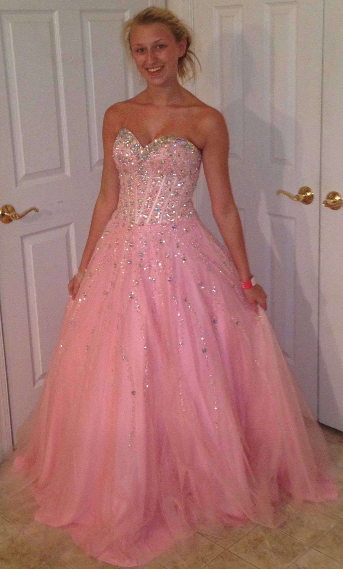 Beautiful Ball Gown Sweetheart Pink Tulle Prom Dresses For Teens Forma ...